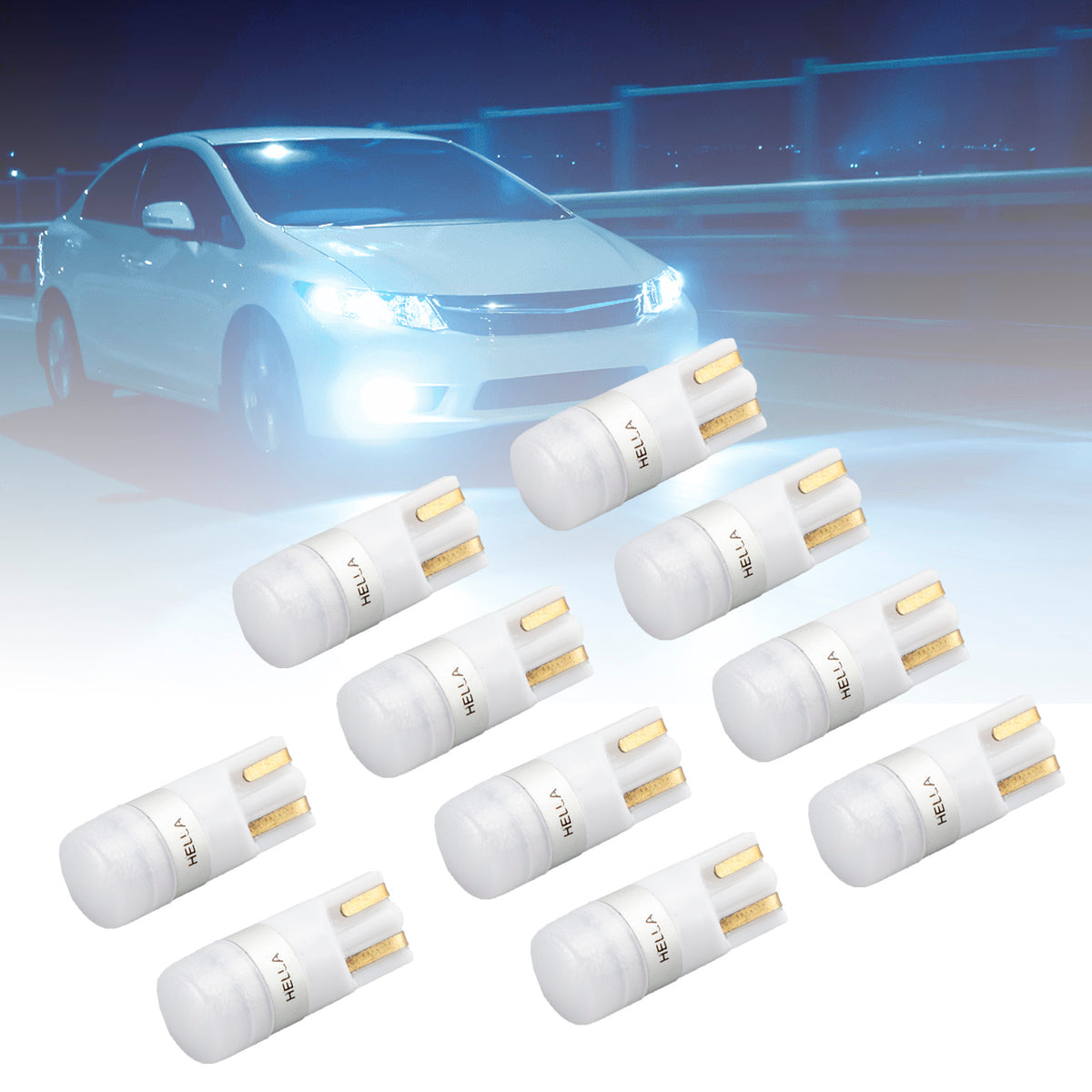 10X Hella LED Retrofit 158W LED/T10 W5W 12v 1w W2.1X9.5D 6000k Generic ...