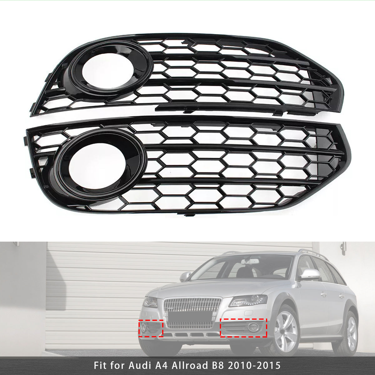 2010-2015 Audi A4 Allroad B8 Front Bumper Honeycomb Fog Light Grille 8 ...