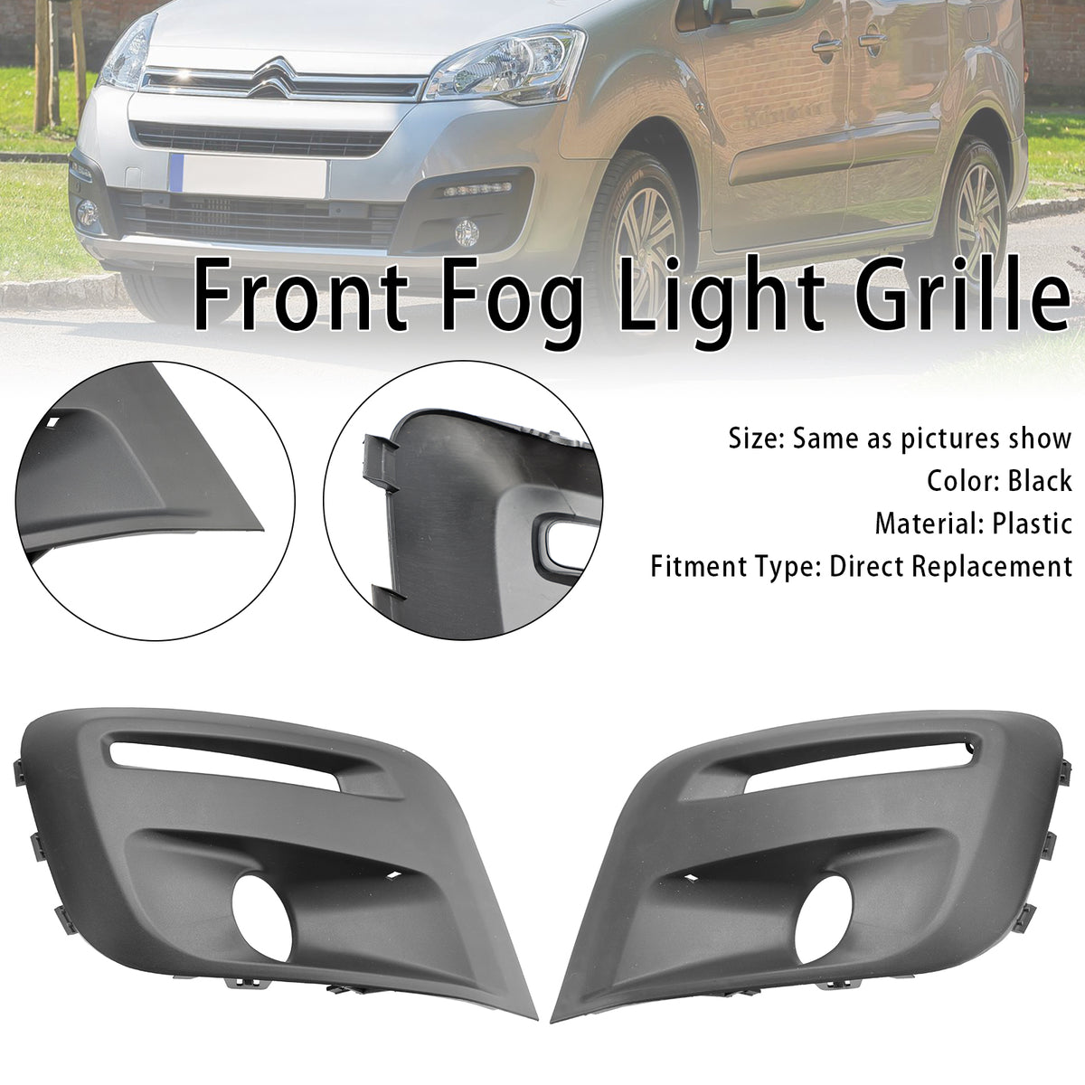 2015-2018 Citroen Berlingo Peugeot Partner Front Bumper Foglight Grill ...