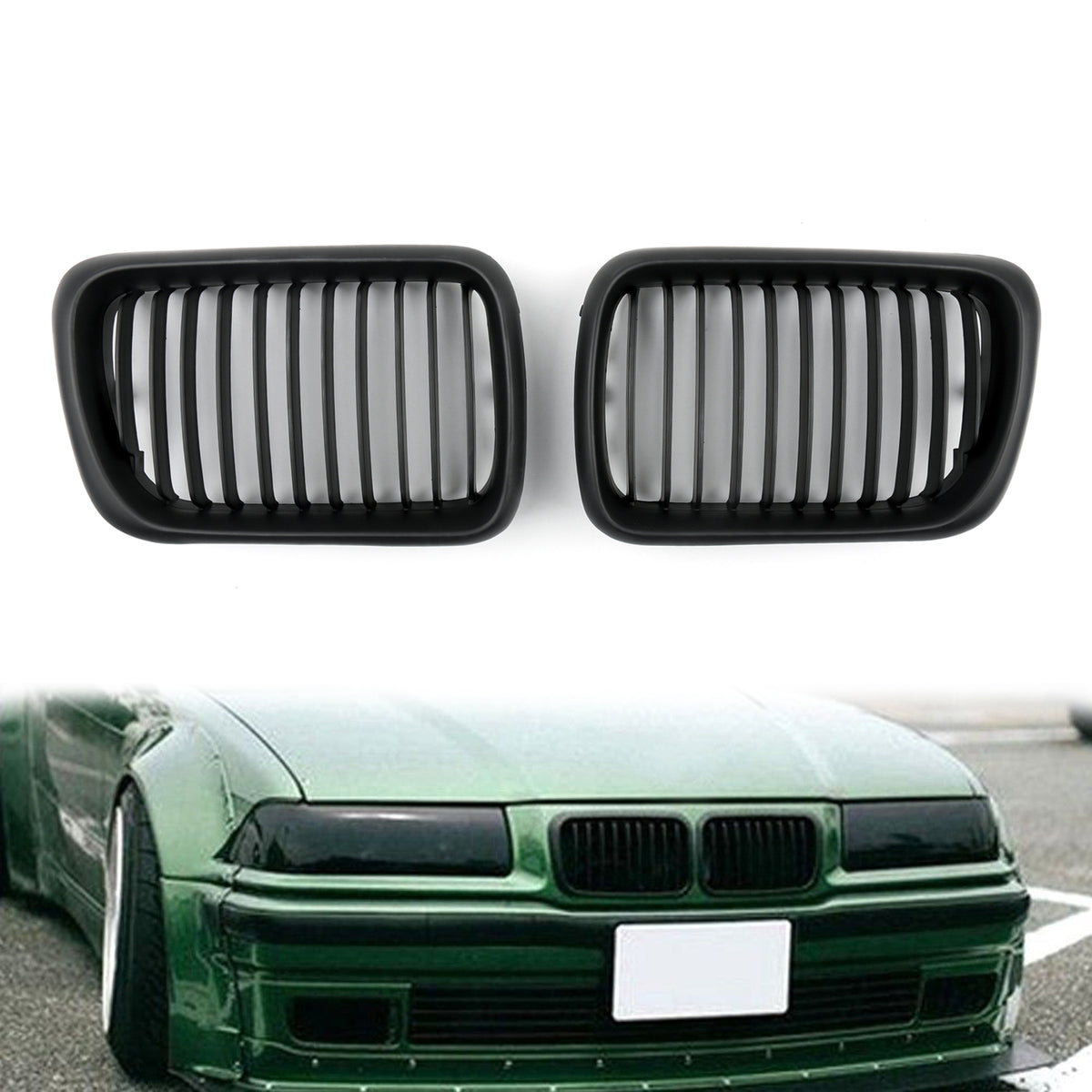 1997-1999 BMW E36 M3 Matt Black Front Kidney Grill Mesh Grille Generic ...