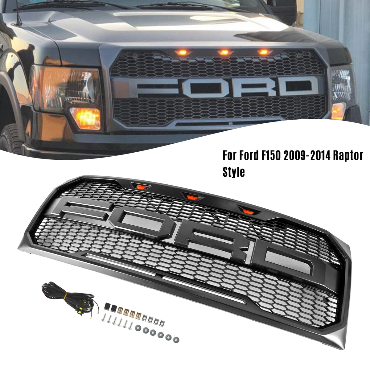 Ford F150 2009-2014 Raptor Style Raptor Style Front Bumper Grille Gril ...