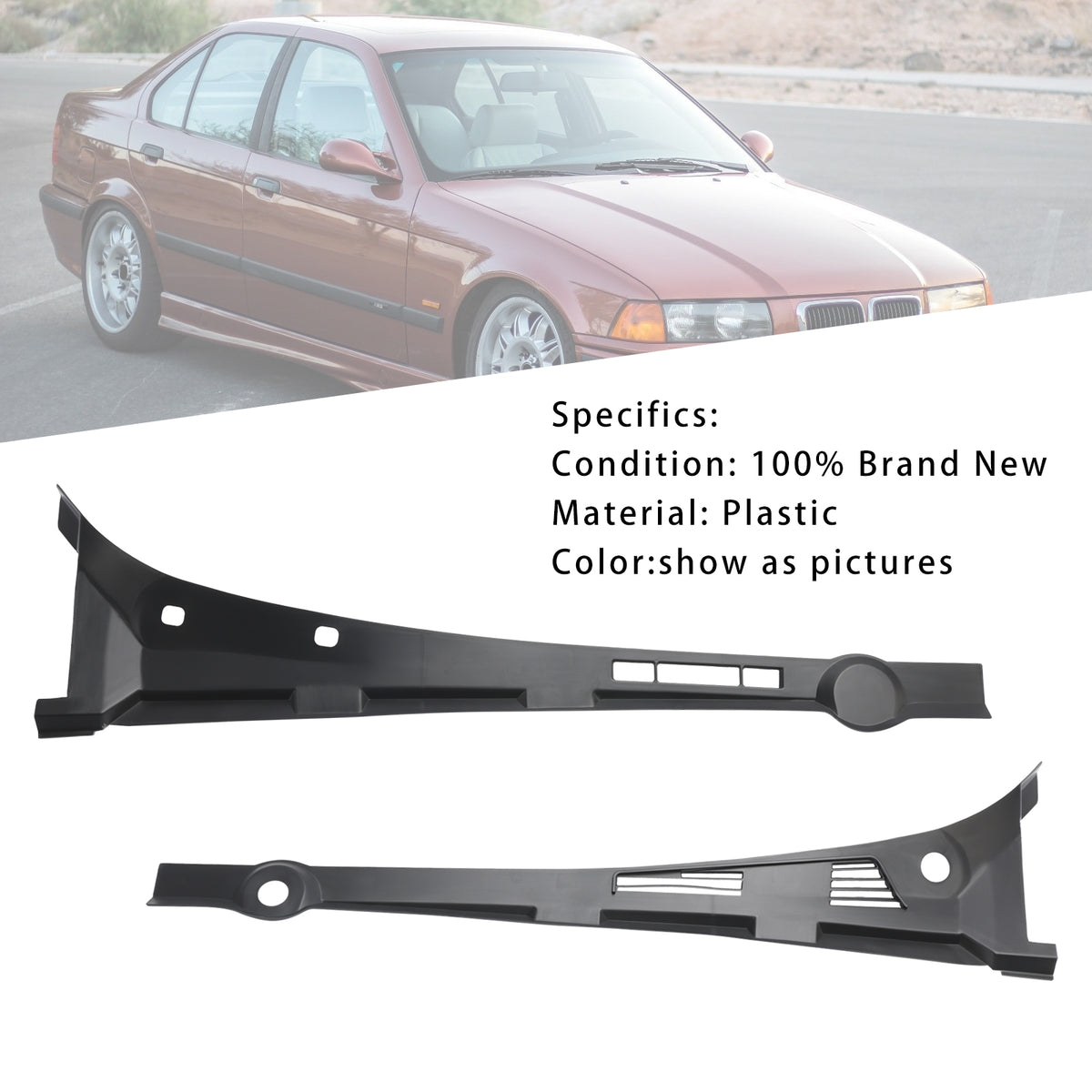 1997-1998 BMW M3 Left+Right Windshield Cowl Cover 51711960843 51711960 ...