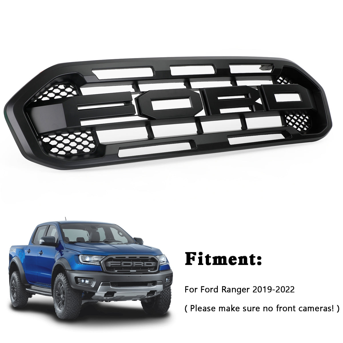 2019-2023 Ford Ranger Raptor Style Front Bumper Grill Replacement Blac ...
